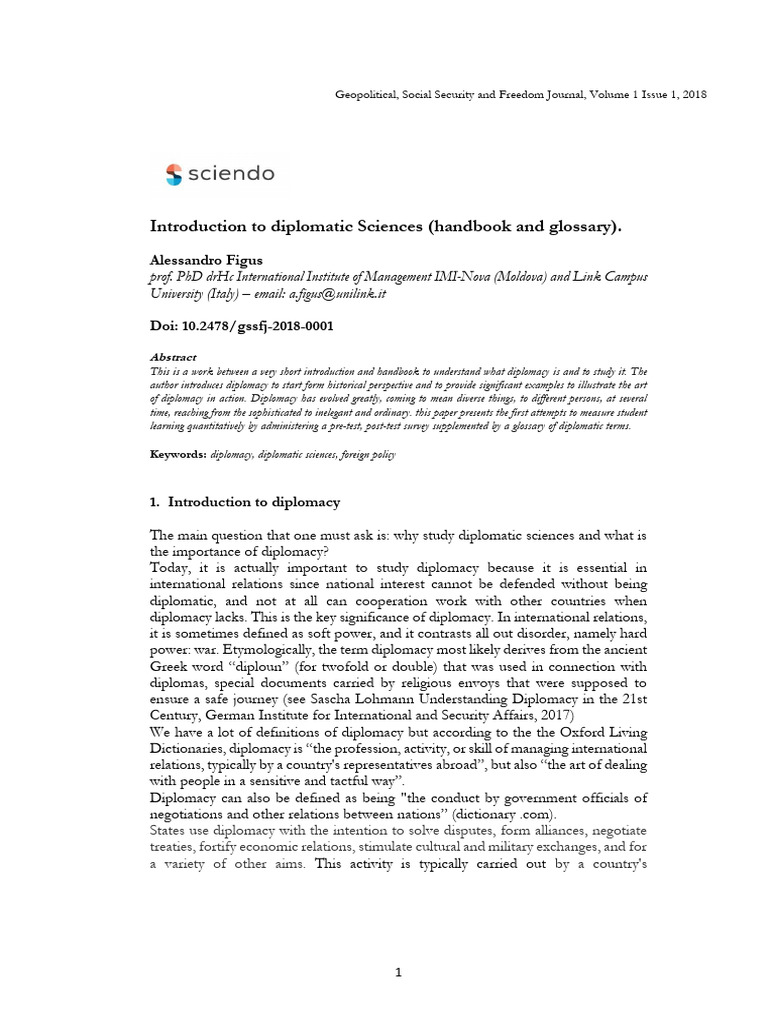Introduction To Diplomatic Sciences Hand | PDF | Treaty | International Law