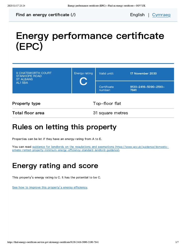 Energy Performance Certificate (EPC) - Find An Energy Certificate - GOV ...