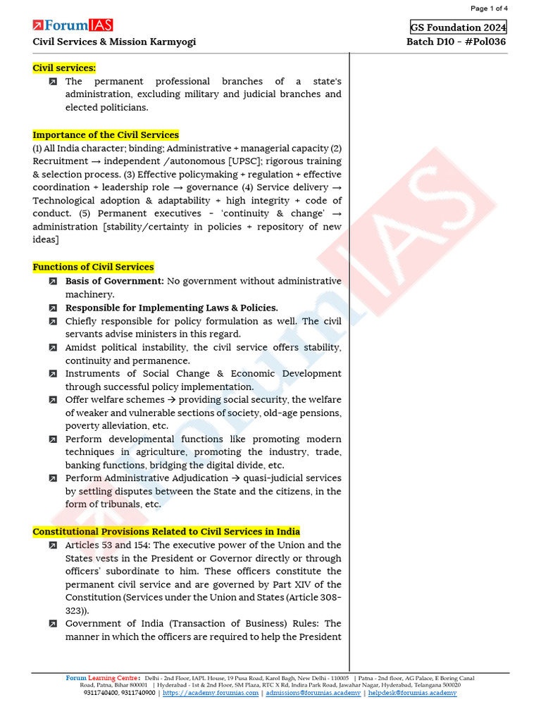 Pol 36 D10 Civil Services Mission Karmyogi - 5403 | PDF | Civil Service ...
