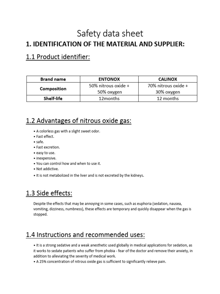 Final Safety Data Sheet | PDF | Nitrous Oxide | Nitrogen