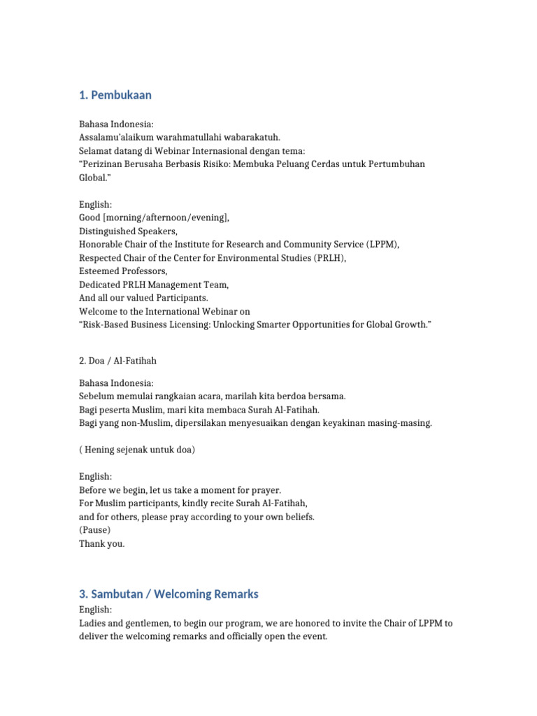 Naskah MC International Webinar | PDF