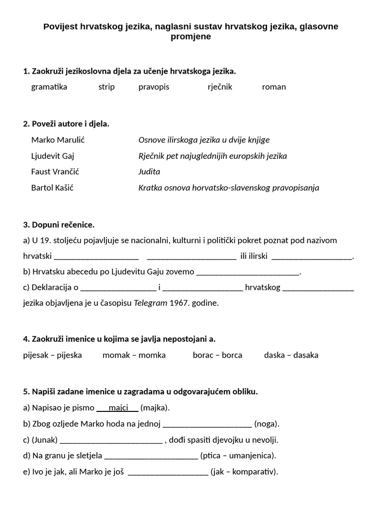 Povijest Hrvatskog Jezika, Naglasci, Glasovne Promjene, Prilagođeni ...