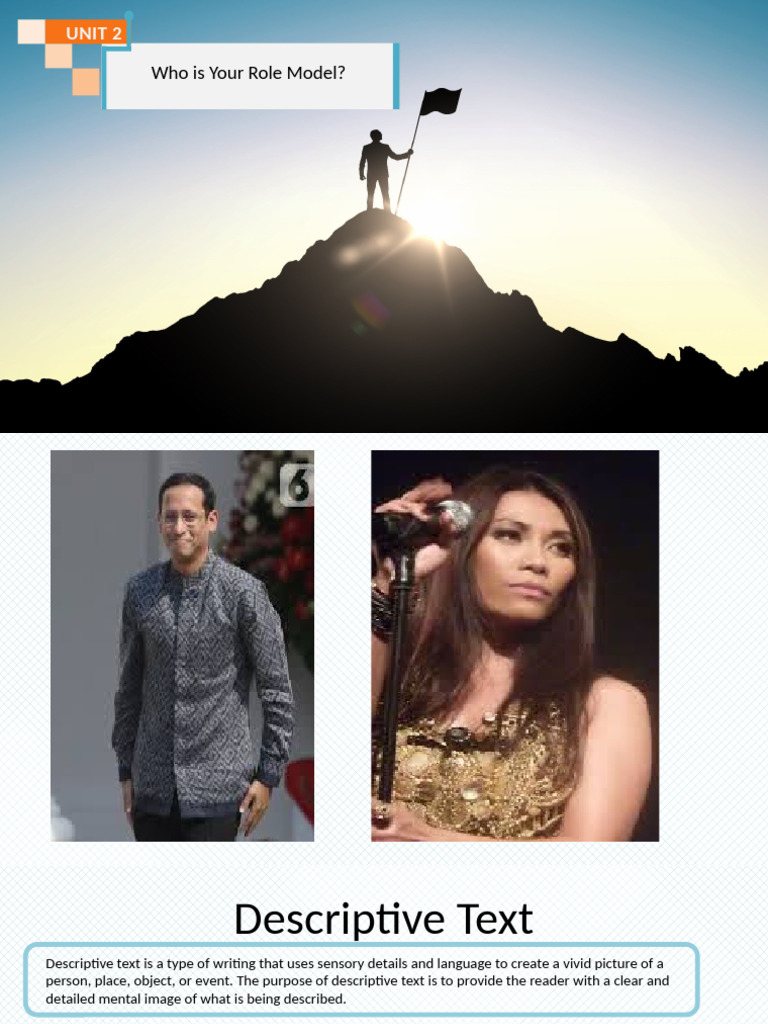 Unit 2 Descriptive Text-your Role Model | PDF | Grammatical Tense | Adjective