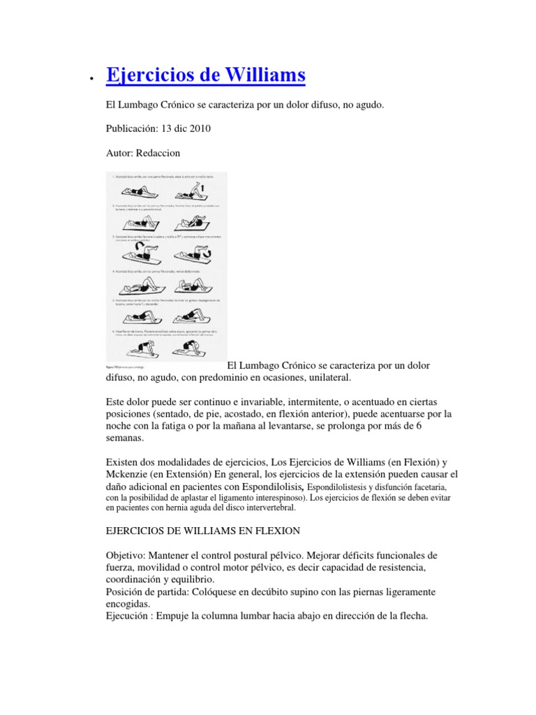 Ejercicios de Williams | Descargar gratis PDF | Escoliosis | Rodilla