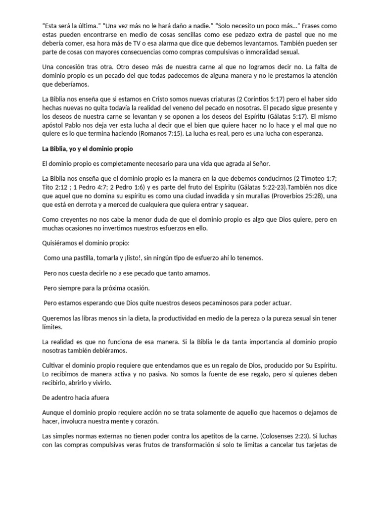 Cultivando el Dominio Propio en Cristo | PDF | Cristo (título) | Libro ...