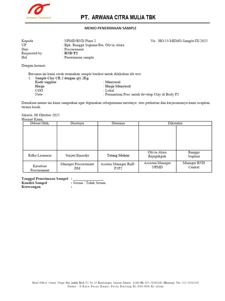 P2-Memo Sample Body 06.10.25 | PDF