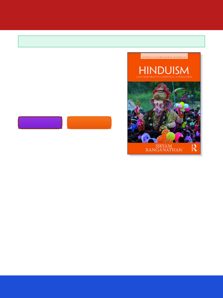 Hinduism A Contemporary Philosophical Investigation Investigating Philosophy of Religion 1st ...