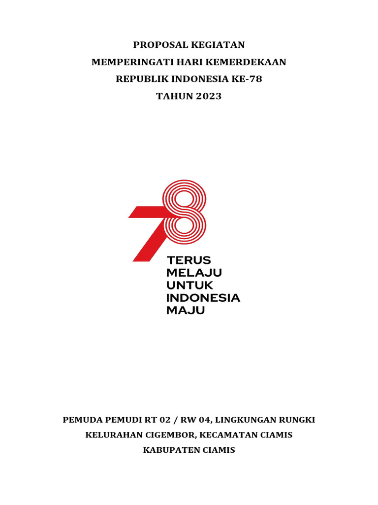 Proposal Hut Ri Ke-78 RT 02 RW 04 | PDF