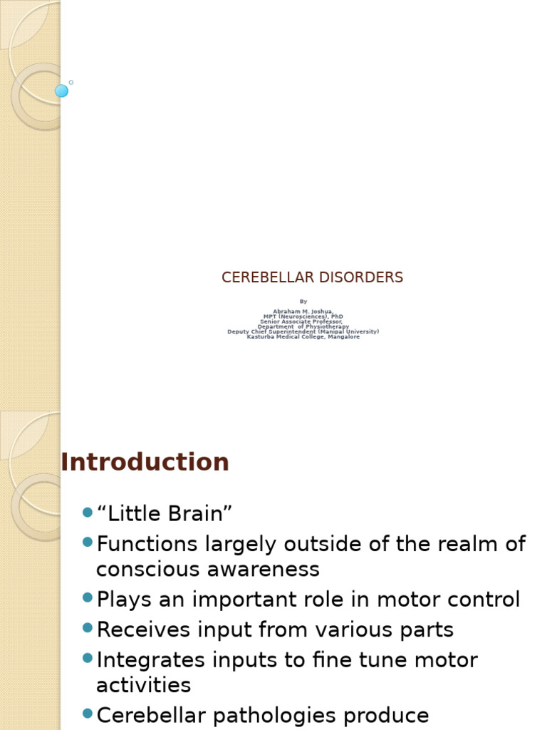 Understanding Cerebellar Disorders | PDF | Cerebellum | Neuroanatomy