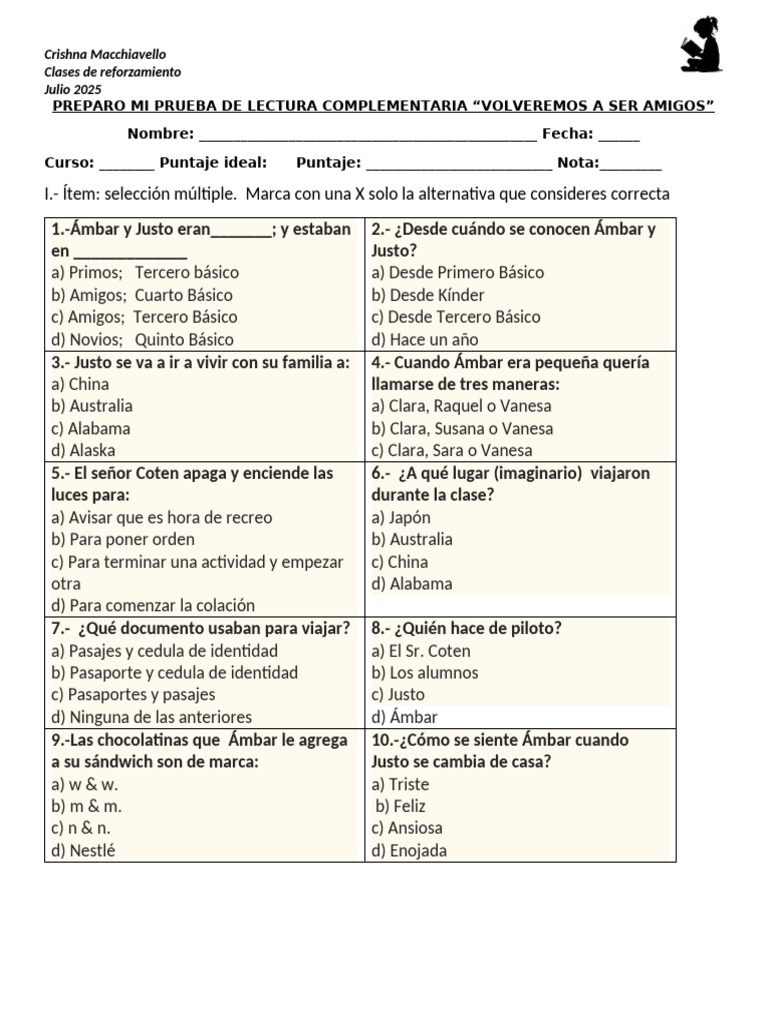Seguiremos Siendo Amigos Prueba Final | PDF
