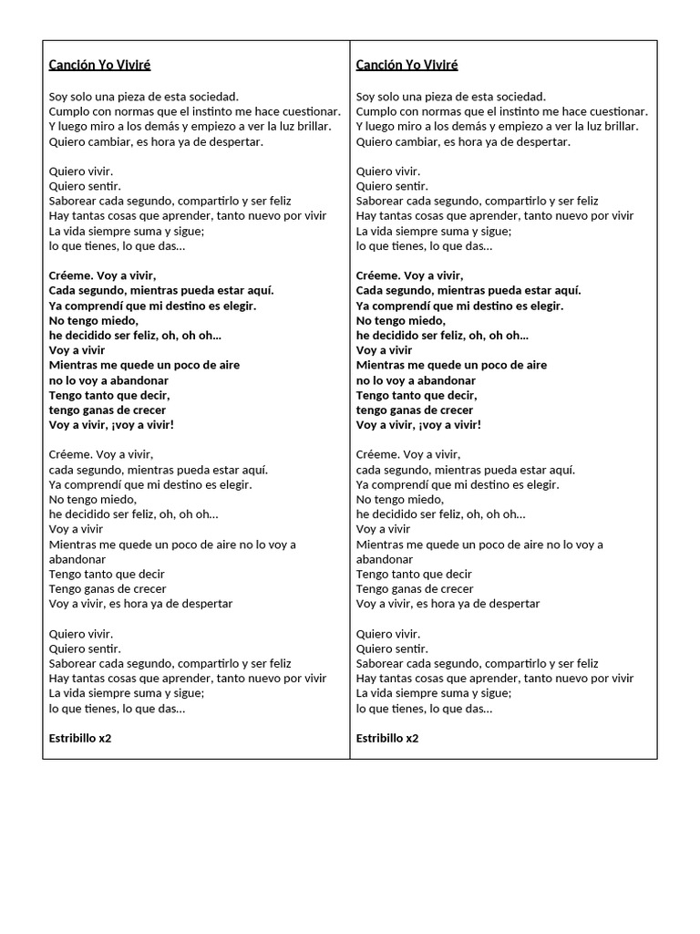 Canción Yo Viviré | PDF