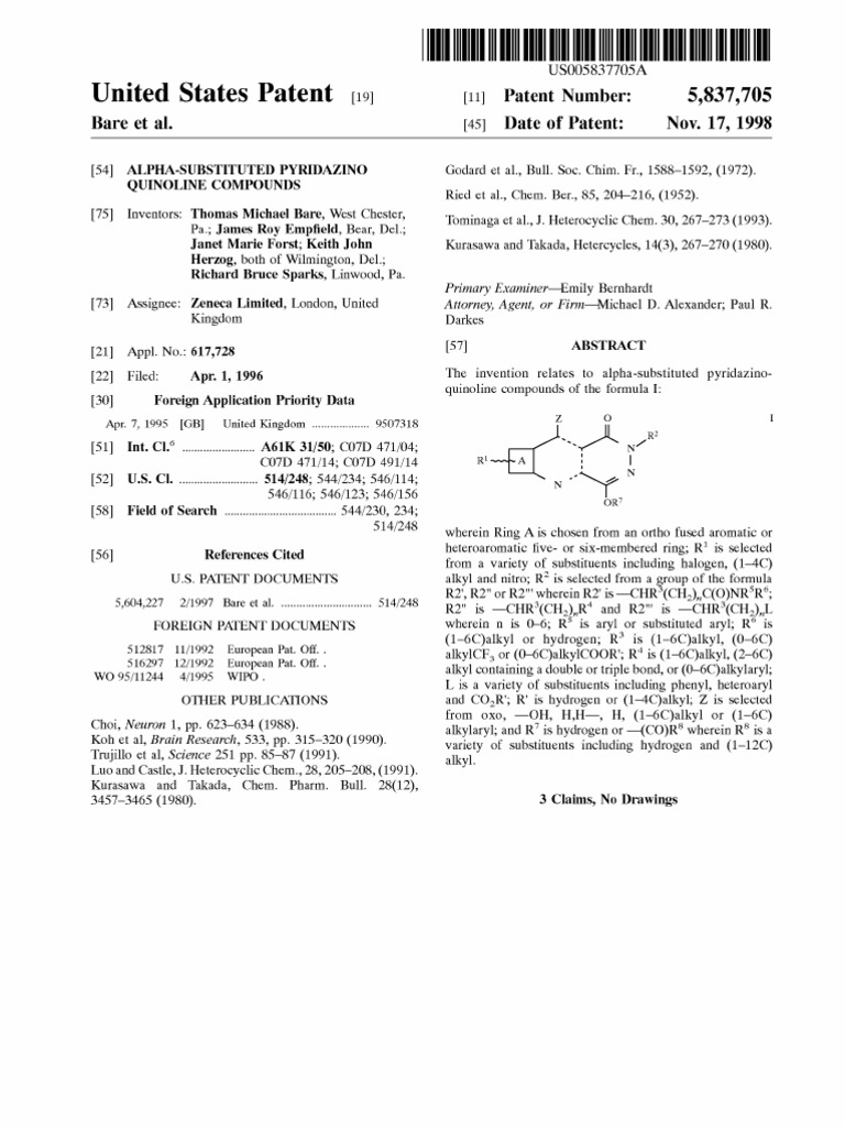 United States Patent: Bare Et Al. Patent Number: Date of Patent: Nov ...