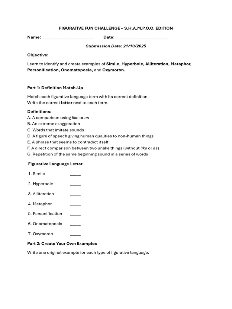 Figurative Language HW - 251019 - 134326 - 19102025 - 171400 | PDF