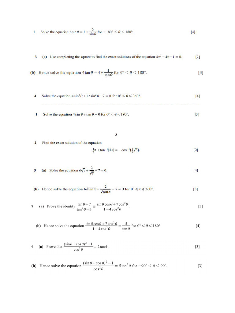 Trig Proofs and Equations | PDF