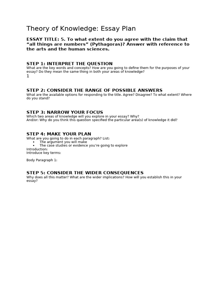 Tok Essay Planner 2025 | PDF