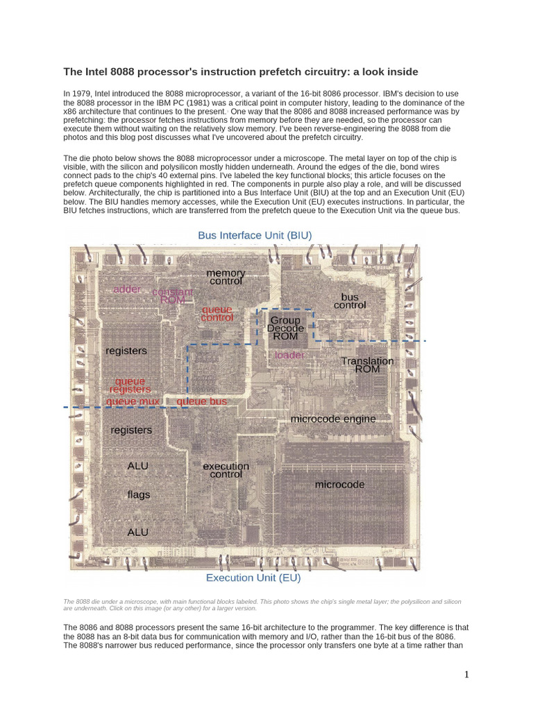 Intel 8088 Prefetch Circuitry Explained | PDF | Central Processing Unit ...