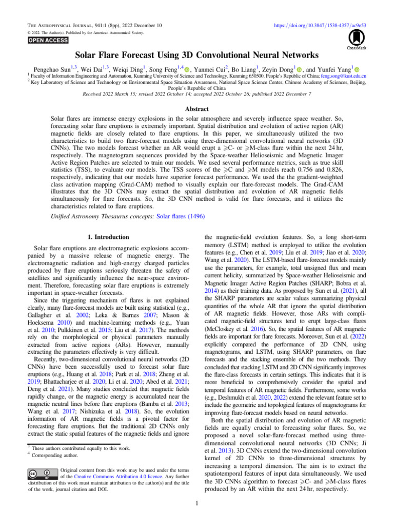 Solar Flare Forecast Using 3D Convolutional Neural | PDF | Solar Flare ...