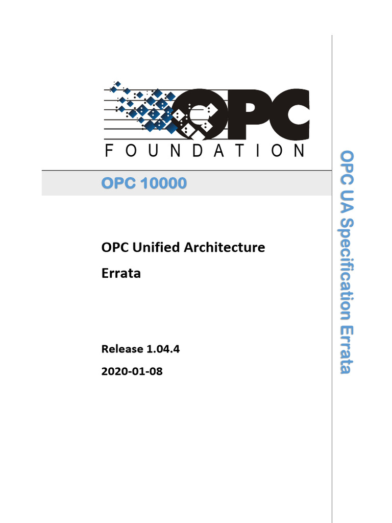 OPC UA Specification Errata 1.04.4 | PDF | Copyright | Public Key ...