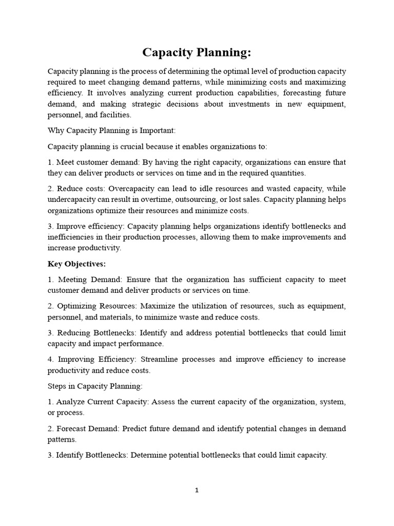 Capacity Planning Notes | PDF | Net Present Value | Mathematical ...