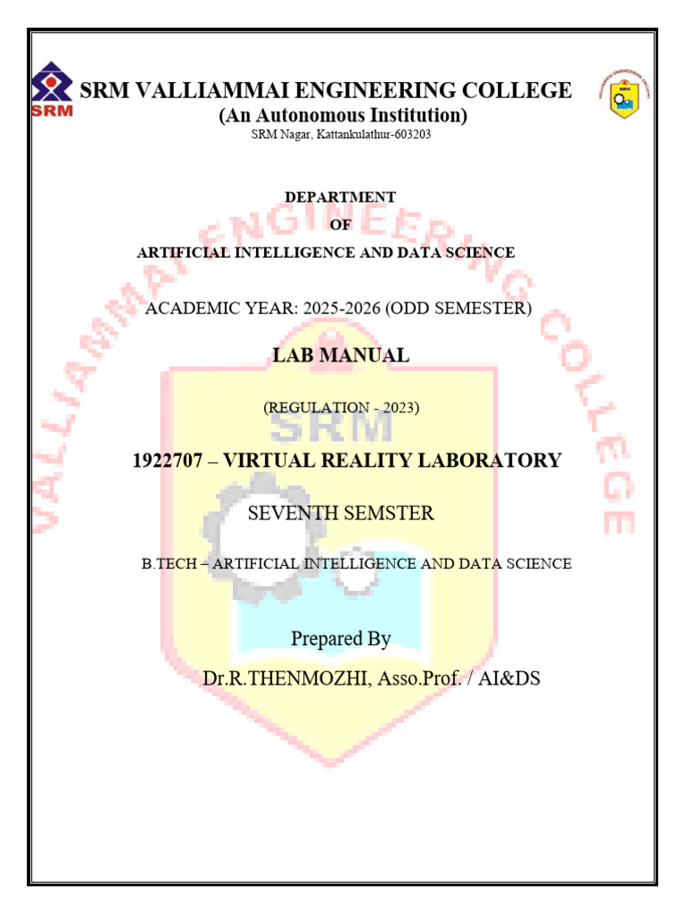 Virtual Reality Laboratory Manual | PDF | 3 D Computer Graphics ...