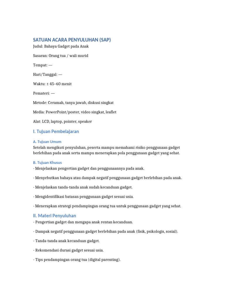 SAP Bahaya Gadget Anak | PDF