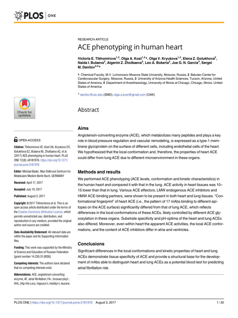 ACE Phenotyping in Human Heart | PDF