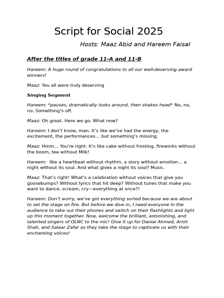 Script For Social 2025 by Hareem | PDF