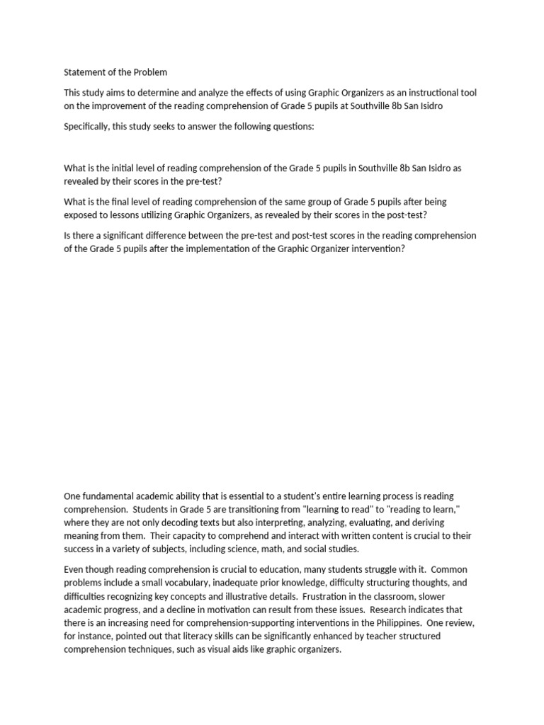 Statement of The Problem | PDF | Reading Comprehension | Neuroscience
