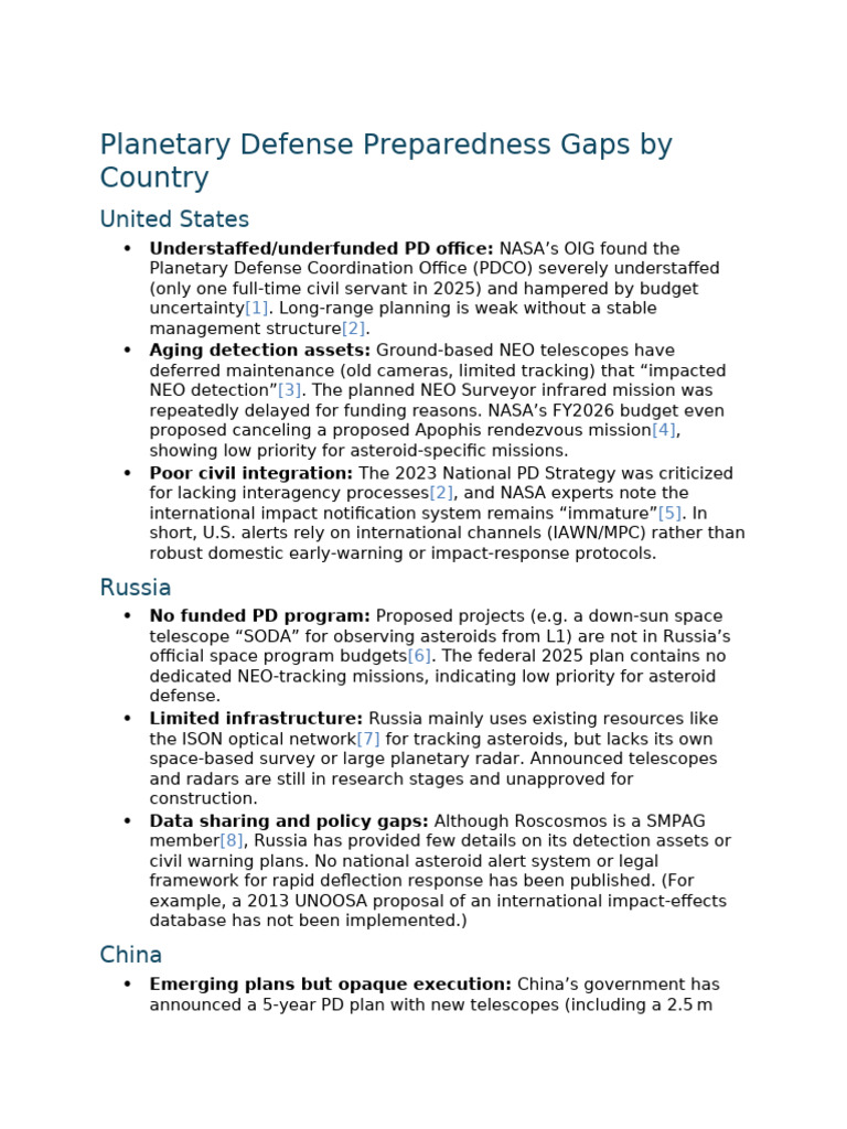 Global Planetary Defense Preparedness Gaps | PDF | Nasa | Asteroid