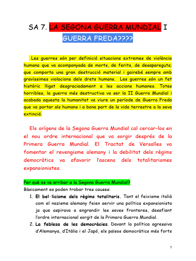 _sa 7. La Segona Guerra Mundial i Guerra Freda__ | PDF