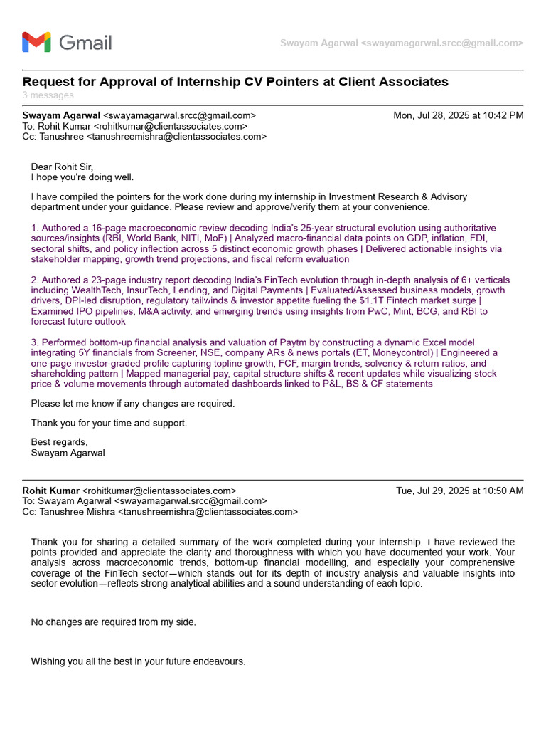 Internship CV Review Request | PDF | Financial Technology | Finance ...
