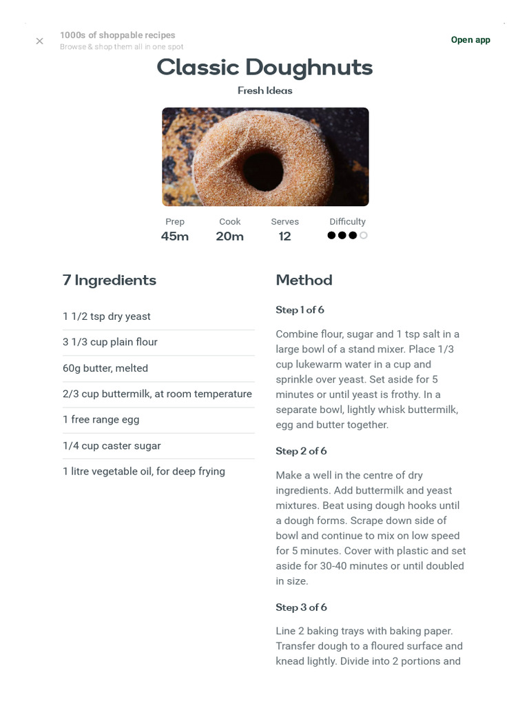 Classic Doughnuts Recipe - Woolworths | PDF | Dough | Baking