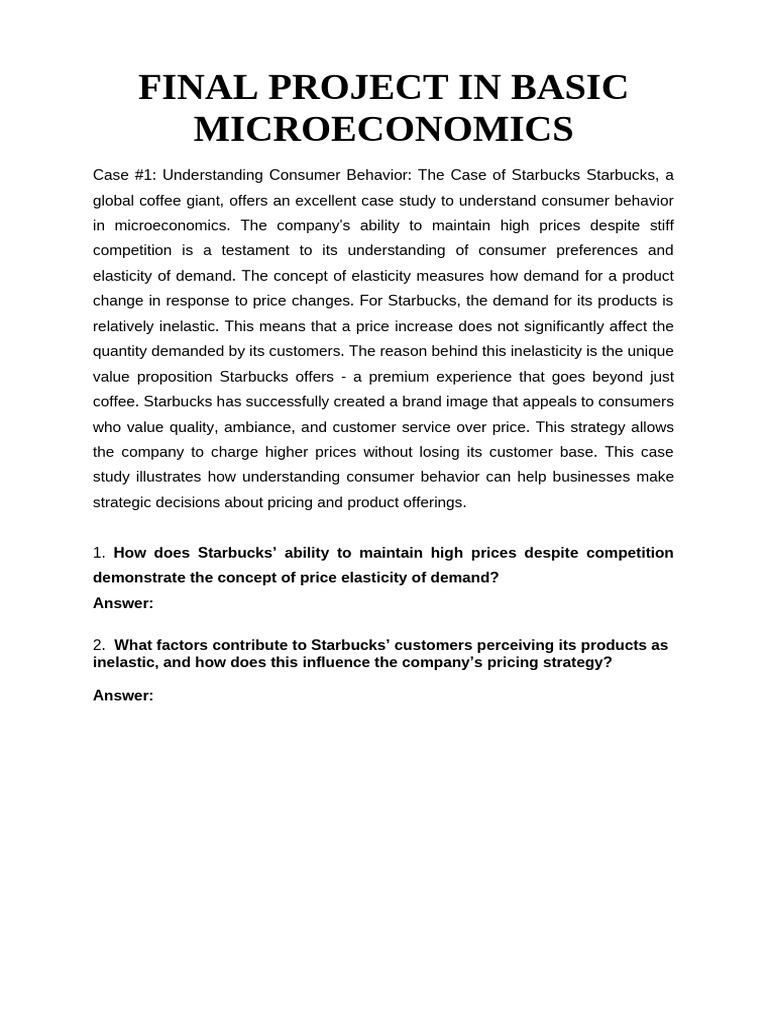 Final Project in Basic Microeconomics | PDF | Elasticity (Economics ...