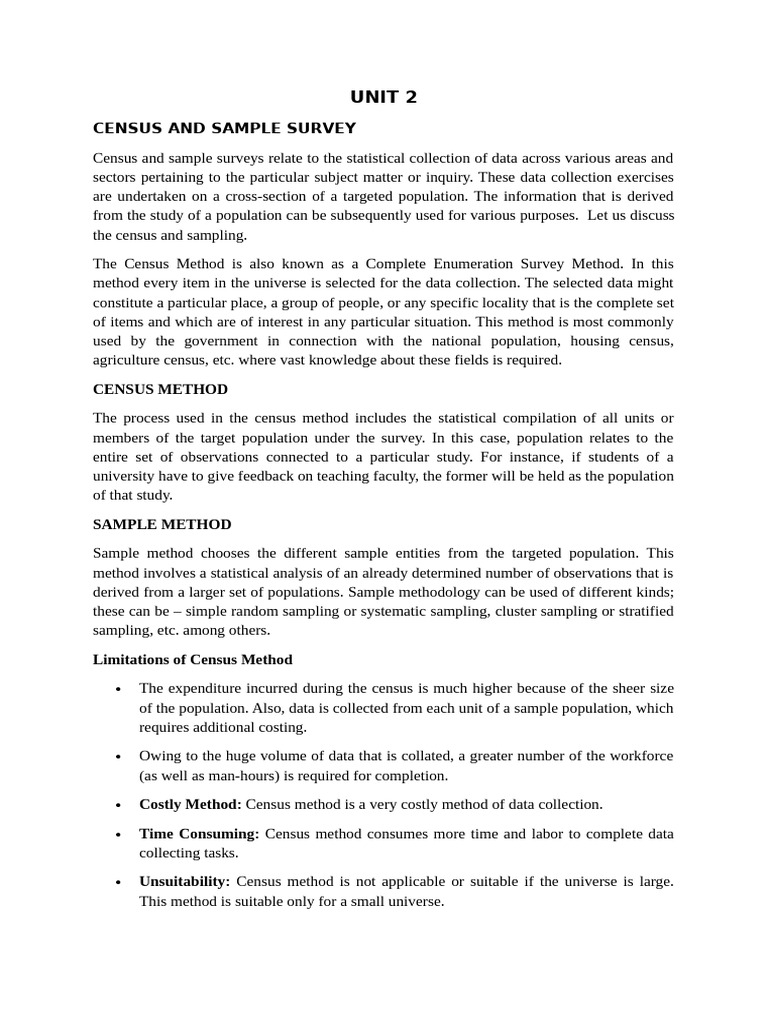 Census and Sample Survey | PDF | Sampling (Statistics) | Survey Methodology