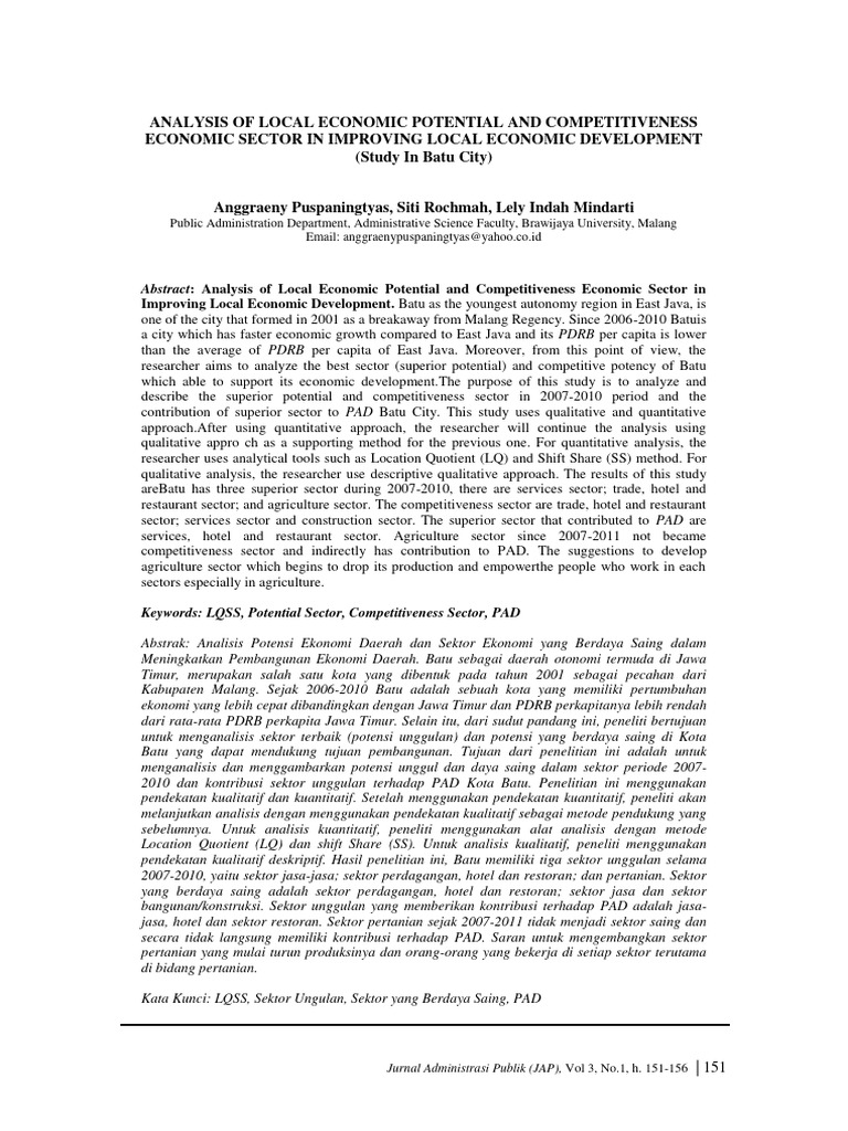 en Analysis of Local Economic Potential and | PDF | Quantitative ...