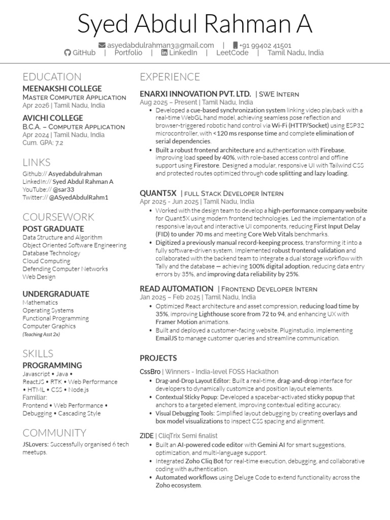 Syed Resume | PDF | Computer Engineering | Computing