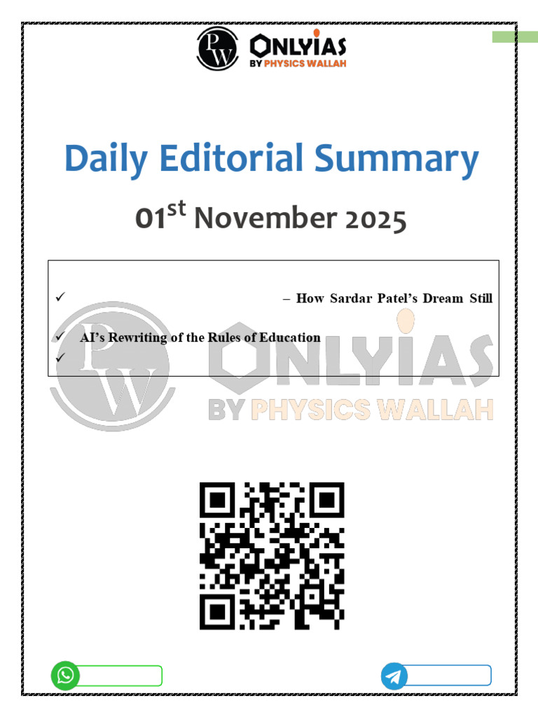 01st November 2025_Daily Editorial Summary_UPSC_English_Jitendra Kumar | PDF | Artificial ...