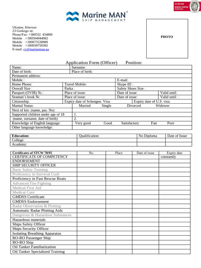 Marine Man Form | PDF | Oil Tanker | Ships