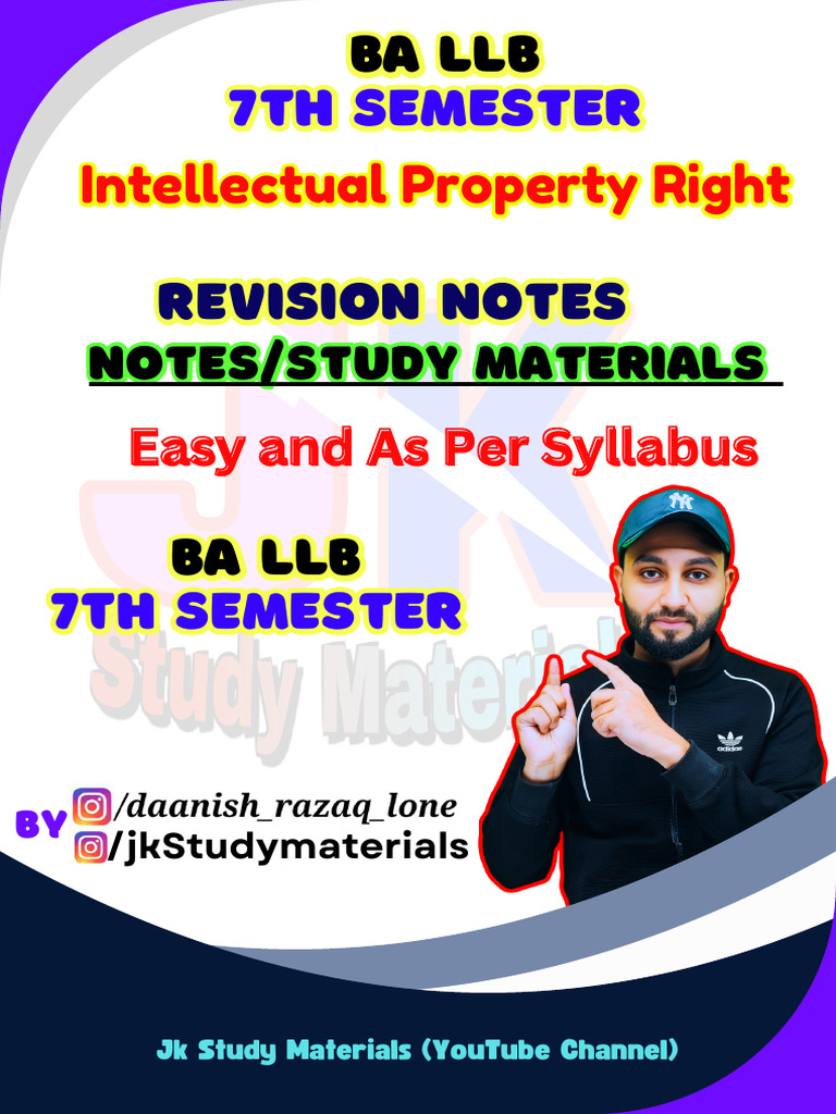 Intellectual Property Right BA LLB 7th Sem Notes | PDF | Copyright ...