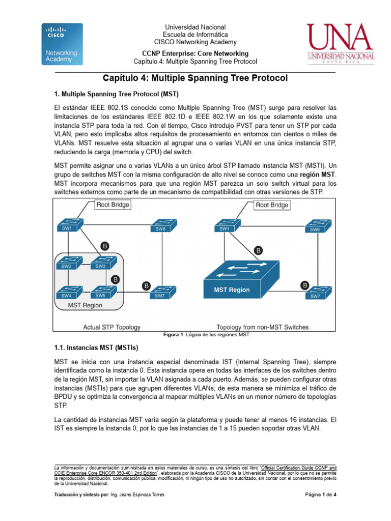 Capitulo 4 - Multiple Spanning Tree Protocol | PDF | Ingeniería Informática | Redes de computadoras