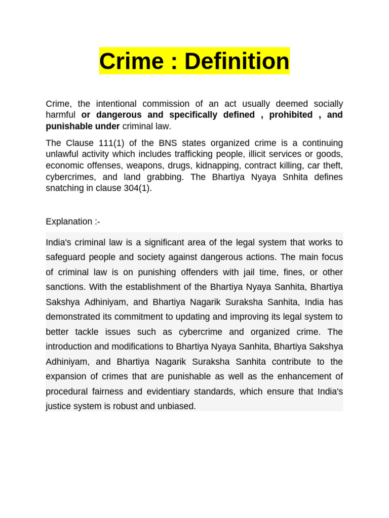 Crime Definition and Elements | PDF | Mens Rea | Crimes