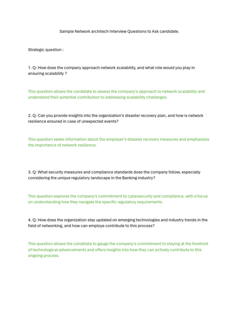 Network Architect Interview Questions Guide | PDF | Internet Protocols ...