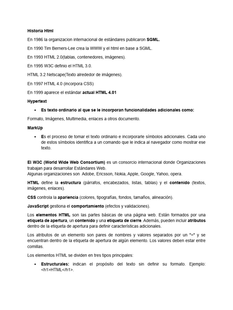 Resumen Web | PDF | HTML | Modelo de objeto de documento