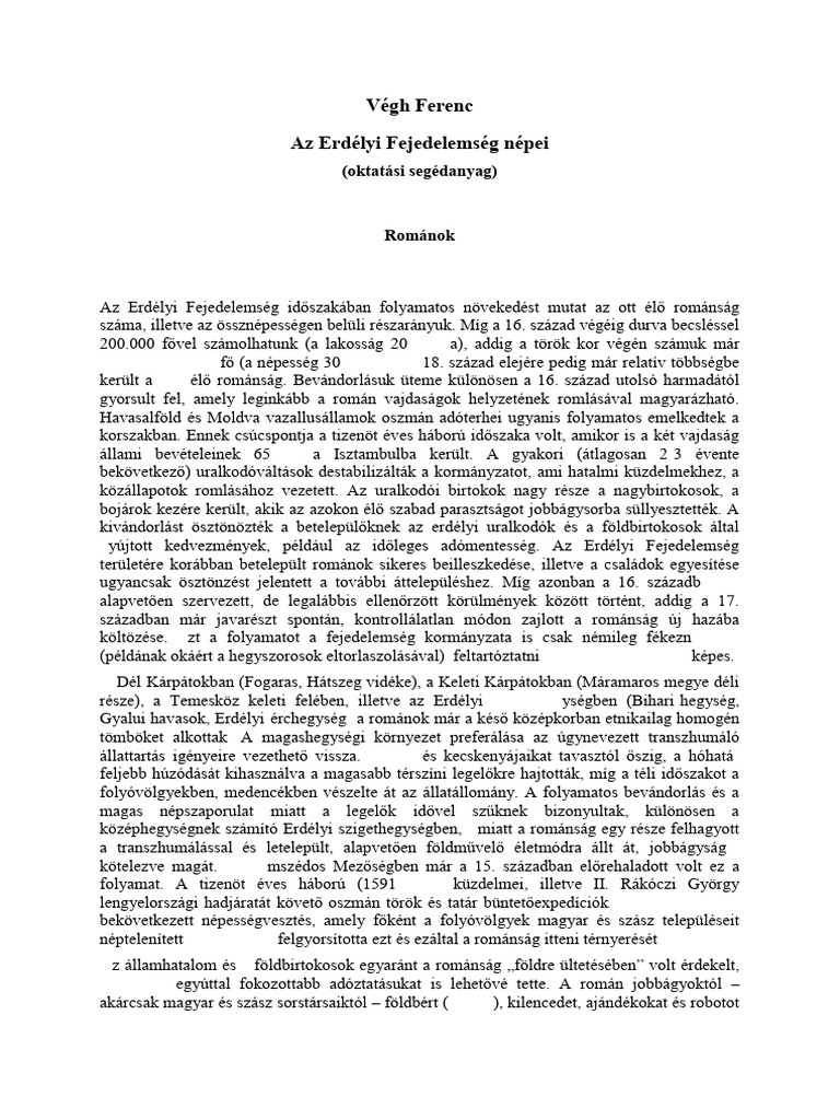 Az Erdélyi Fejedelemség Népei-1 | PDF