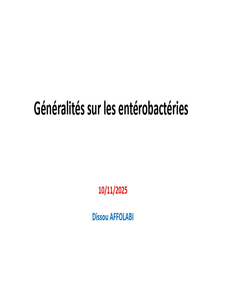 Introduction aux entérobactéries et genres | PDF | Bactérie | Immunologie