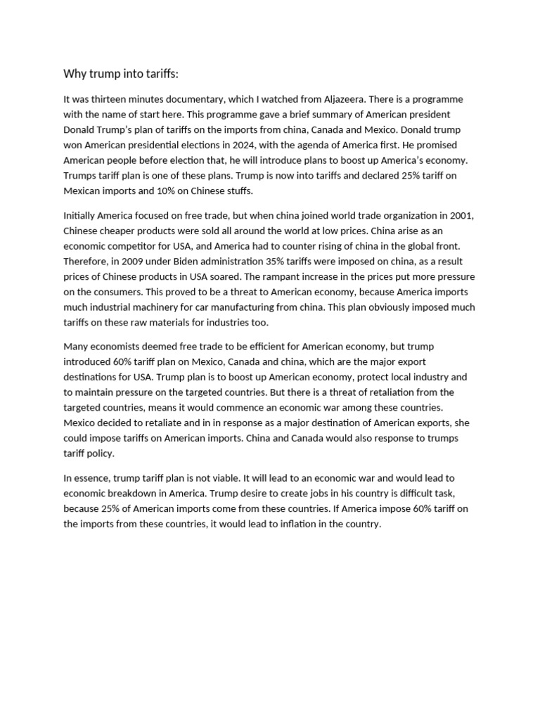 Why Trump Into Tariffs | PDF