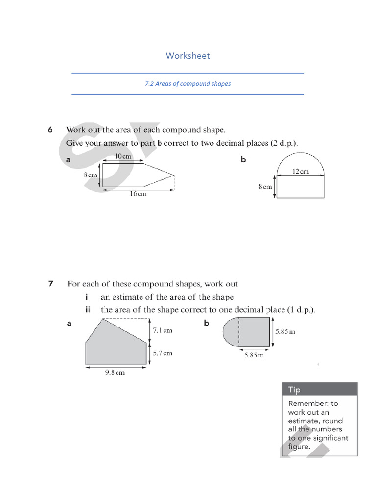 7.2 Areas of Compound Shapes - 13.25.12 | PDF