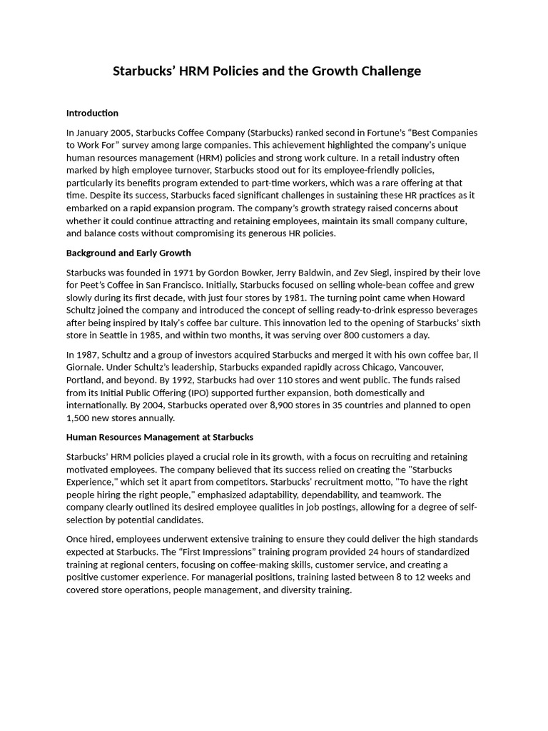 Starbucks | PDF | Starbucks | Employment