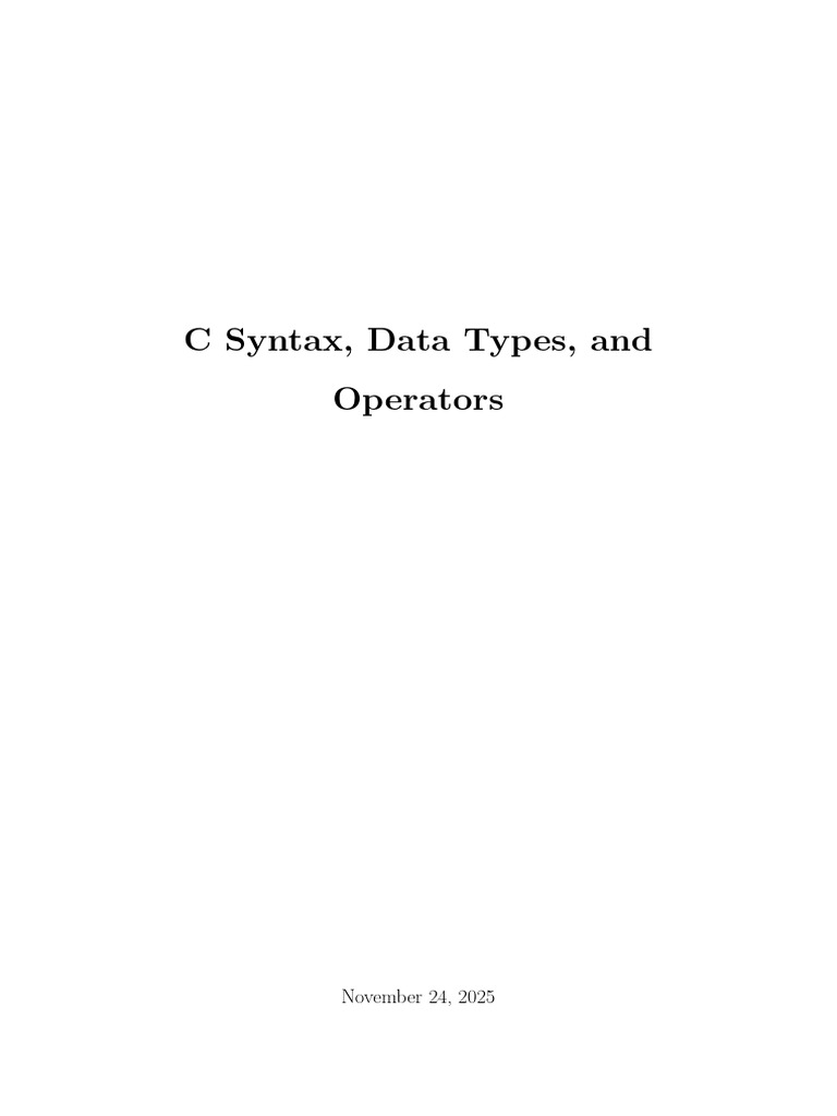 C Syntax, Data Types, and Operat | PDF | Data Type | Pointer (Computer Programming)