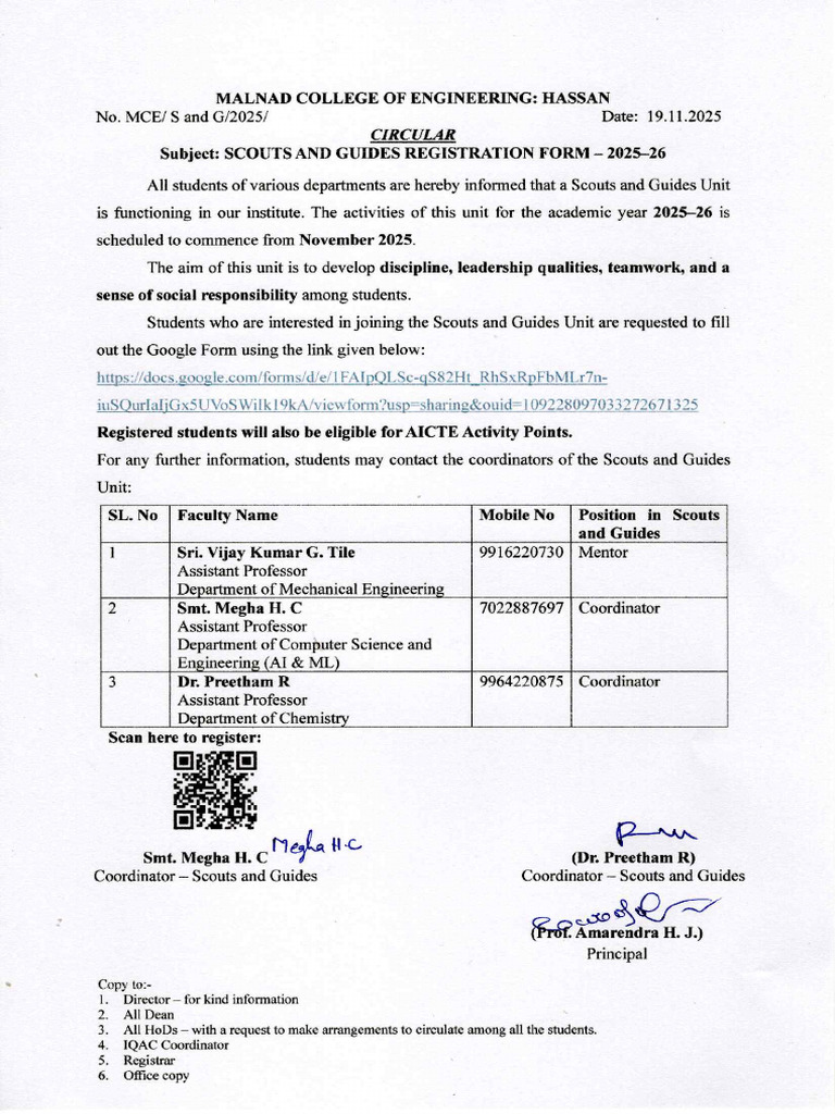 Circular - Reg. Scourts and Guides Registration for 2025-26 | PDF